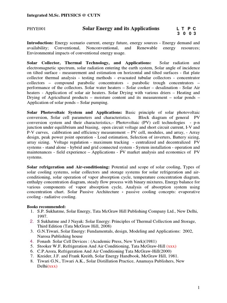 Solar Energy and Applications | PDF | Solar Power | Photovoltaics