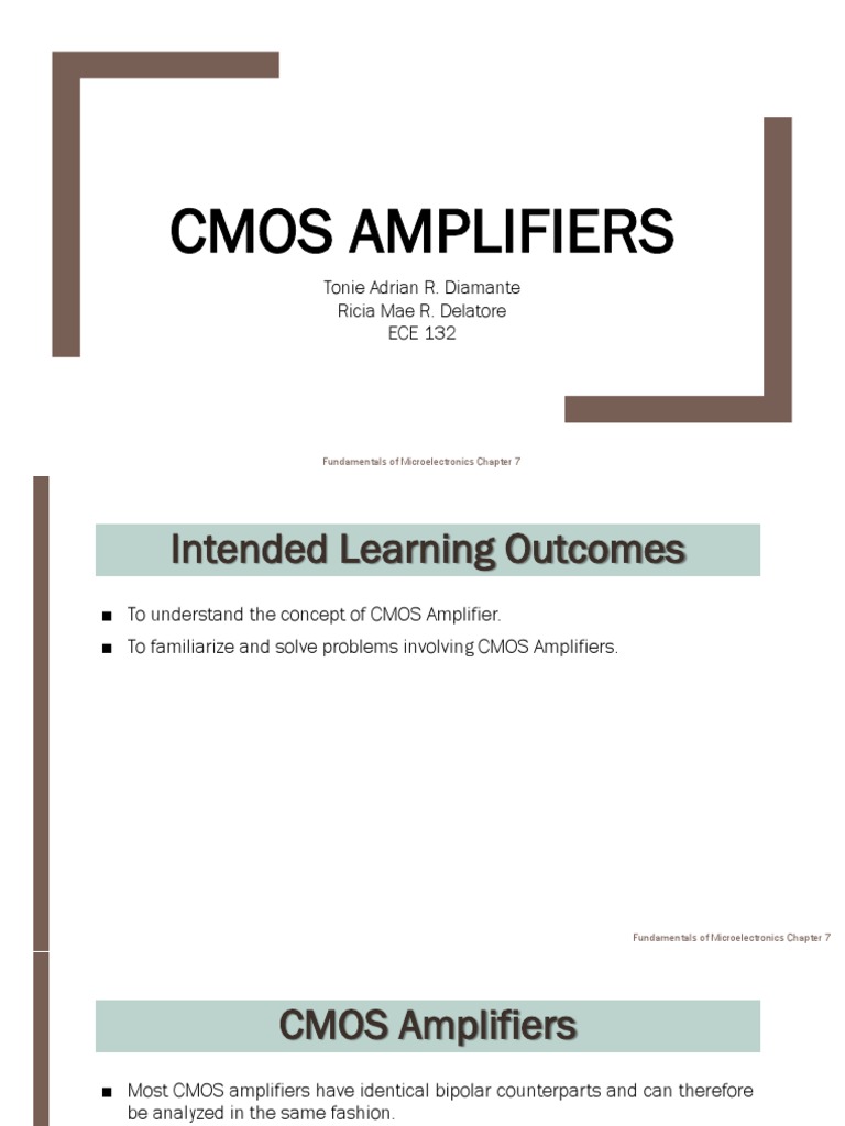 CH 7 CMOS Amplifier - Diamante and Delatore | PDF | Field Effect Transistor | Amplifier