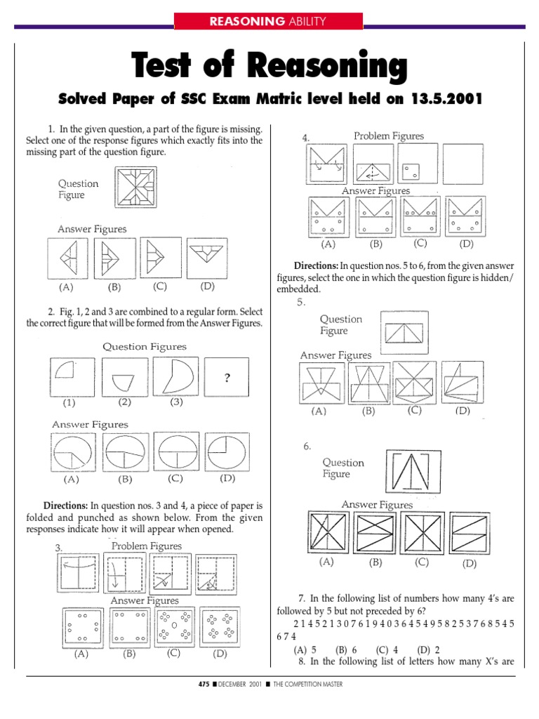 Test of Reasoning 8 | Download Free PDF | Matrix (Mathematics) | Nature