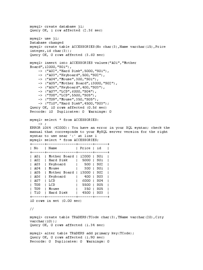MySQL Database Tables Creation and Data Insertion | PDF | Information Retrieval | Databases