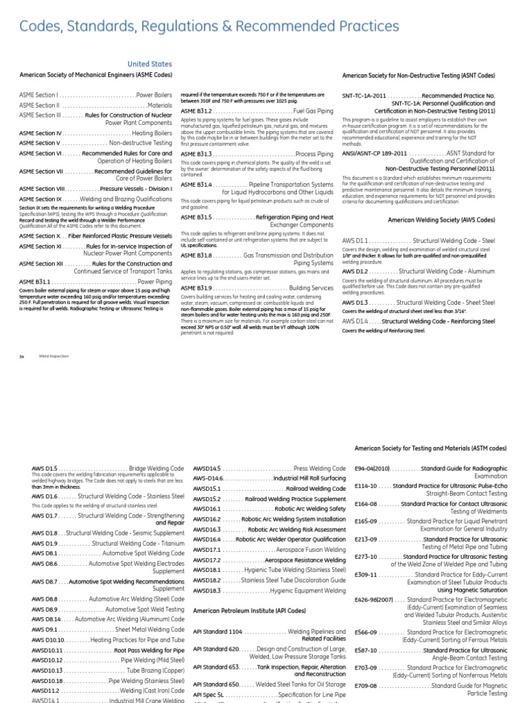 GE - Codes Standards Regulations PDF | PDF | Nondestructive Testing ...