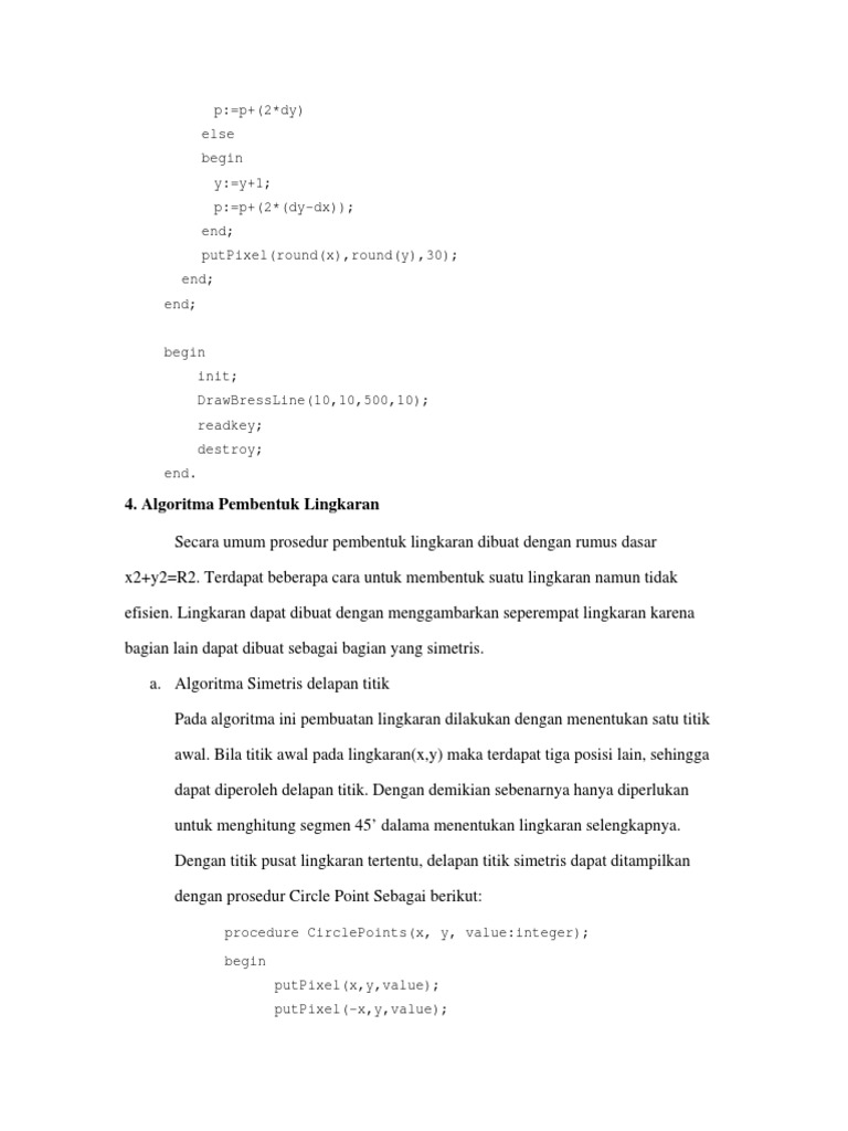 Algoritma Pembentuk Lingkaran PDF | PDF