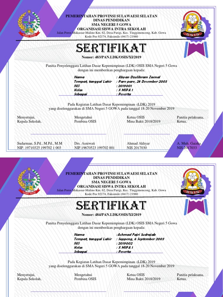 Sertifikat LDK 2019 | PDF