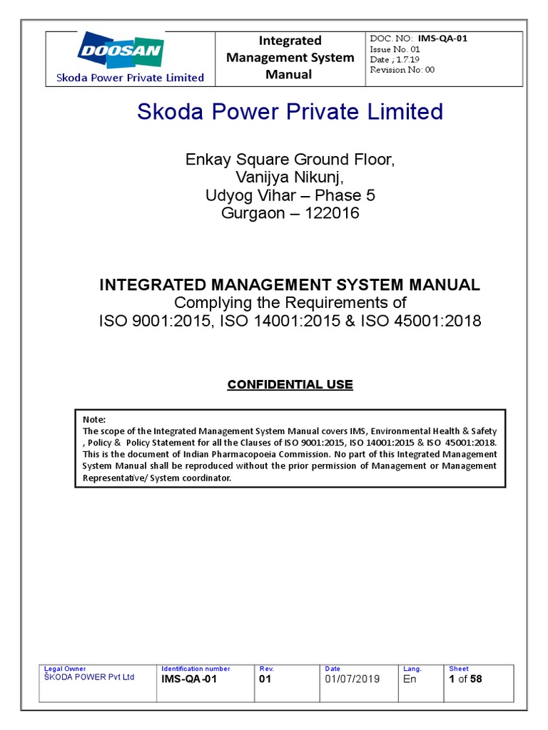 Skoda Power IMS Manual Overview | PDF | Employment | Regulatory Compliance
