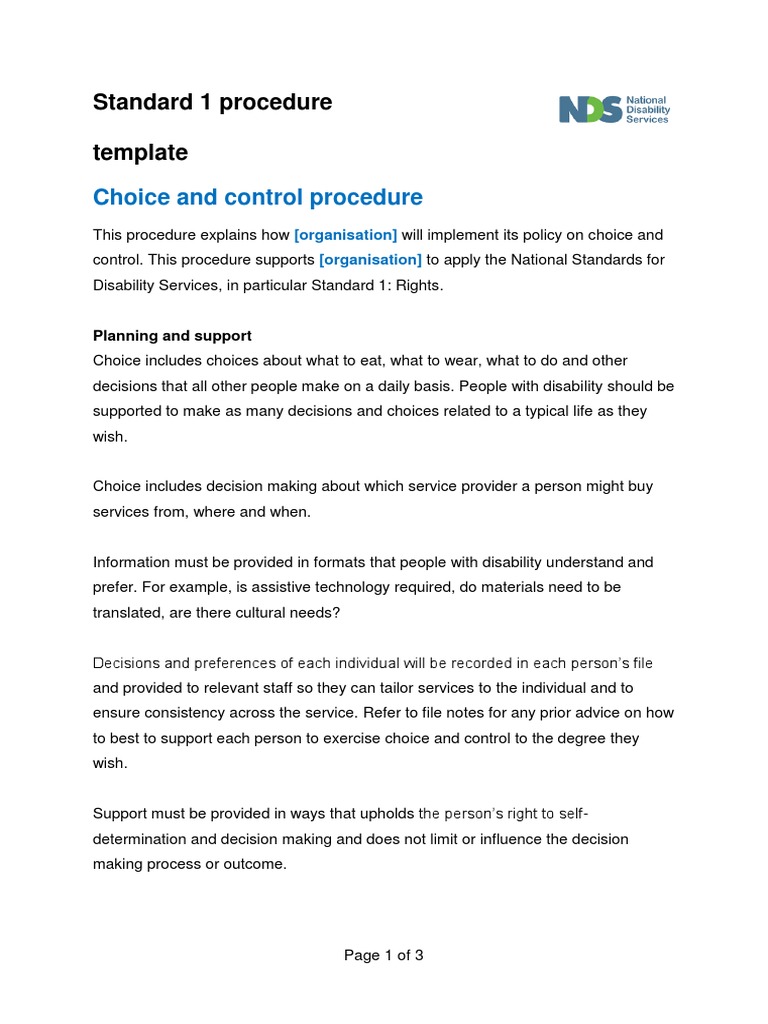 Choice and Control Procedure | PDF | Consent | Decision Making