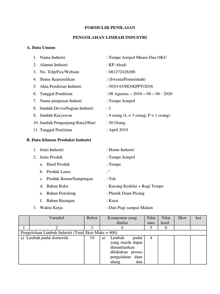 Formulir Penilaian | PDF