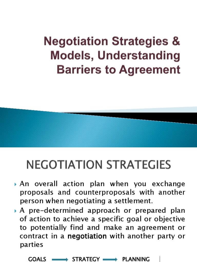 Developing a Strategic Negotiation Plan: Selecting a Bargaining ...