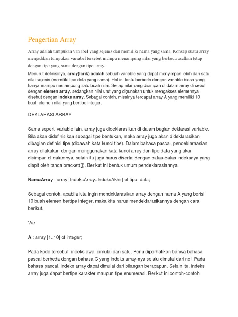 Pengertian Array | PDF