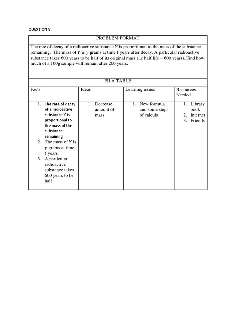 Fila Table | PDF | Radioactive Decay | Mass