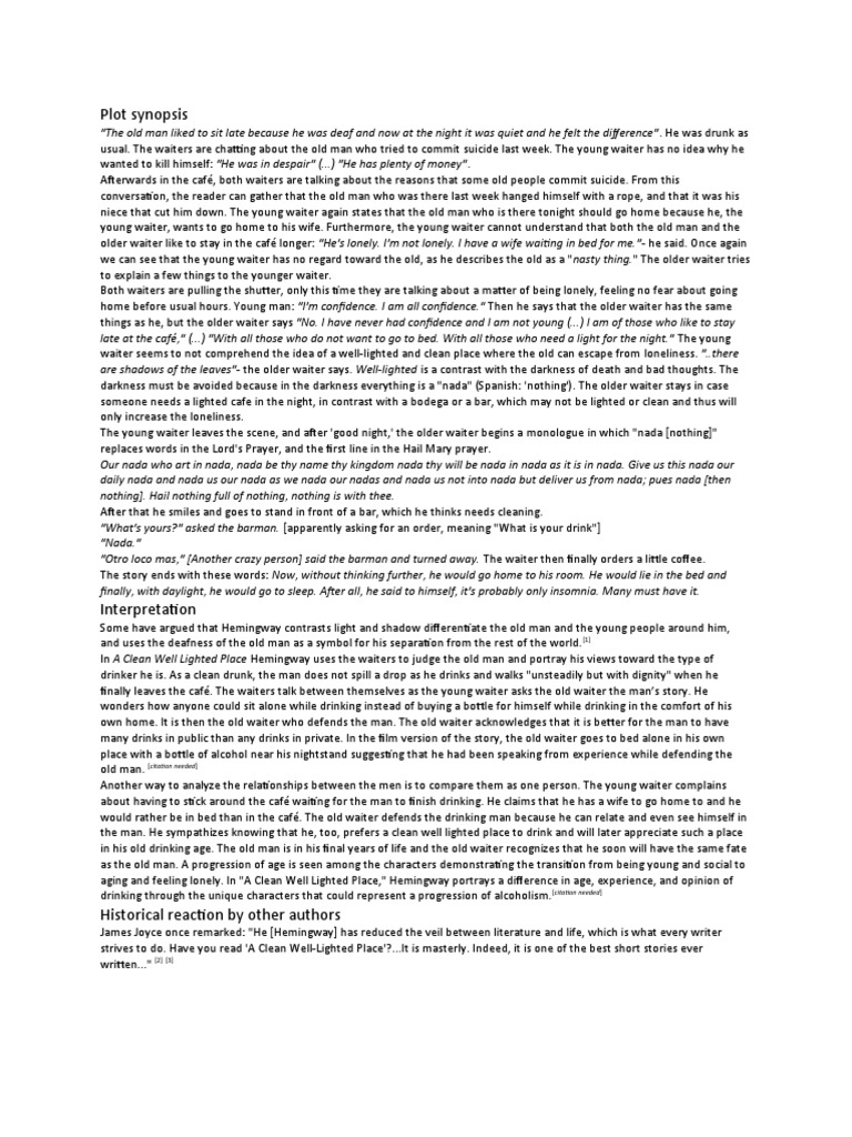 A Clean Well Lighted Place | PDF