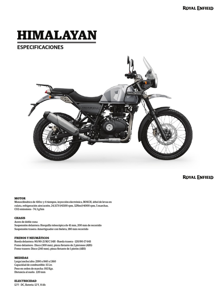 Especificaciones Royal Enfield Himalayan 410 | PDF | Deportes y ...
