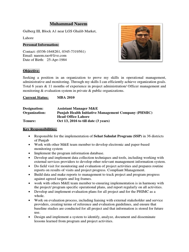 CV Muhammad Naeem PDF | PDF | Evaluation | Business