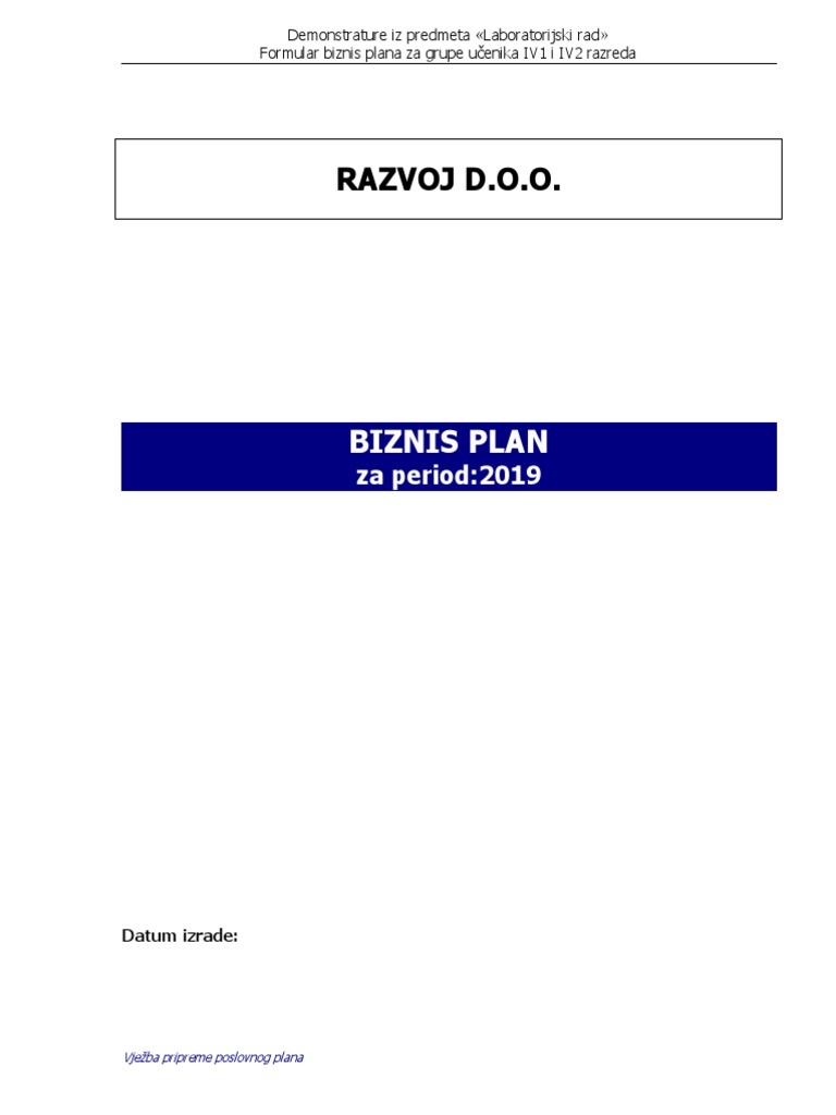 Formular Biznis Plana | PDF