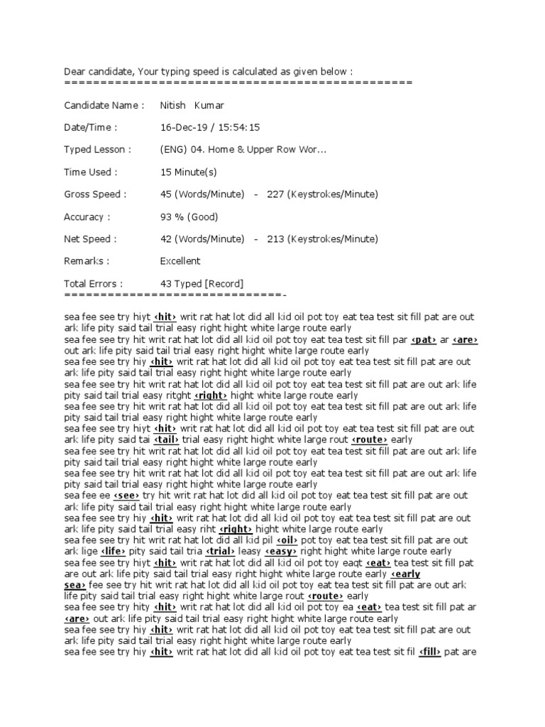 Best Result On Typing - PDF 78 | PDF | Human–Computer Interaction ...