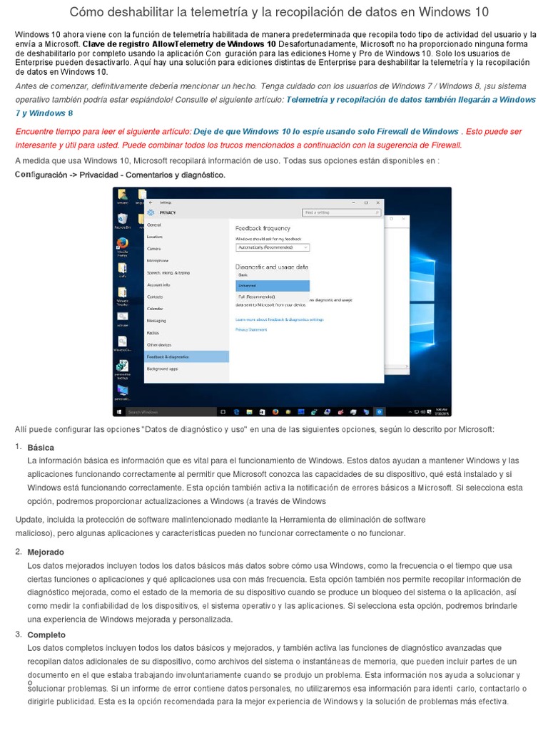 Cómo Deshabilitar La Telemetría y La Recopilación de Datos en Windows ...