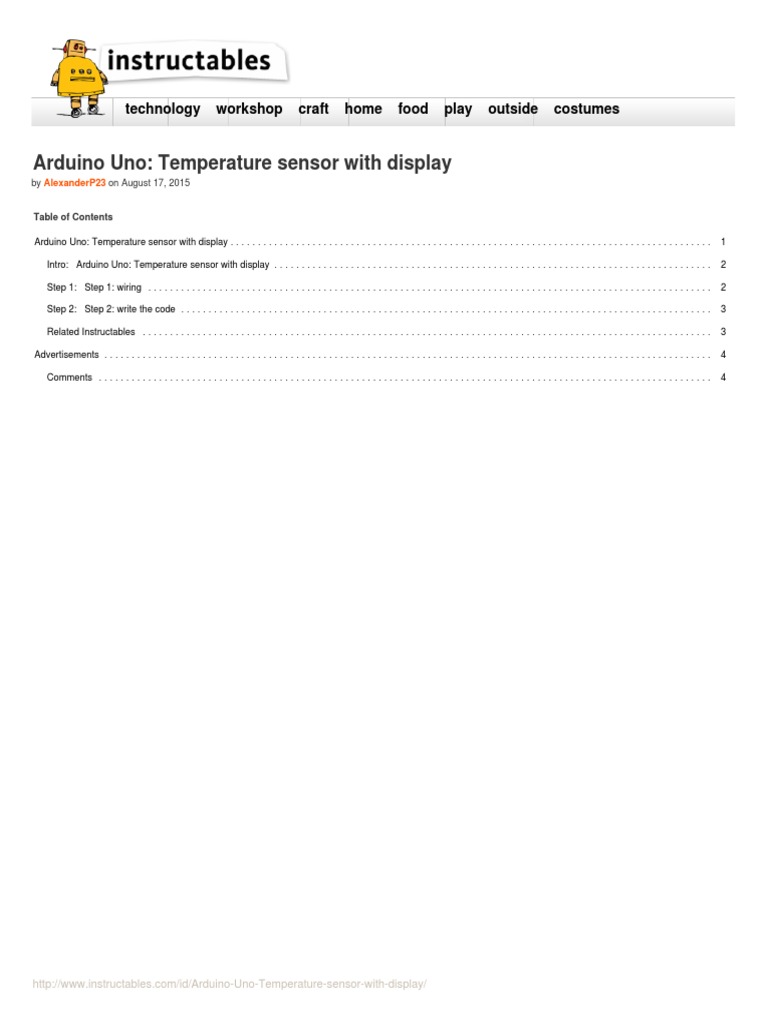 Arduino Uno Temperature Sensor With Display Pdf Arduino Liquid