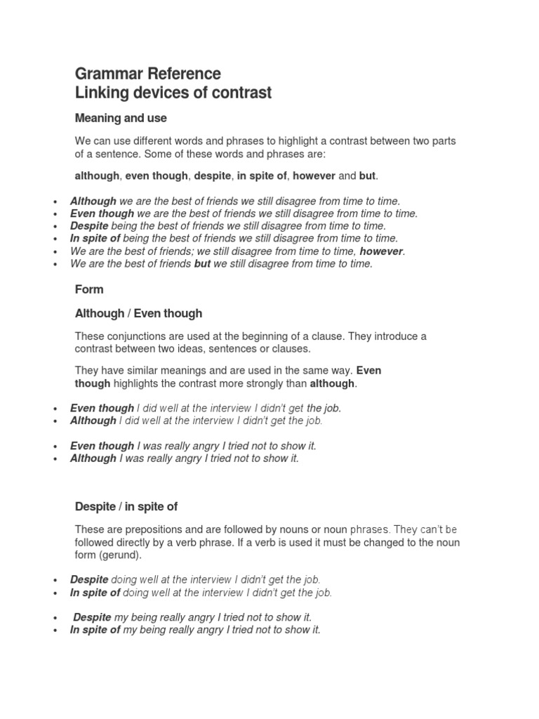 Expressing Contrast | PDF | Phrase | Sentence (Linguistics)