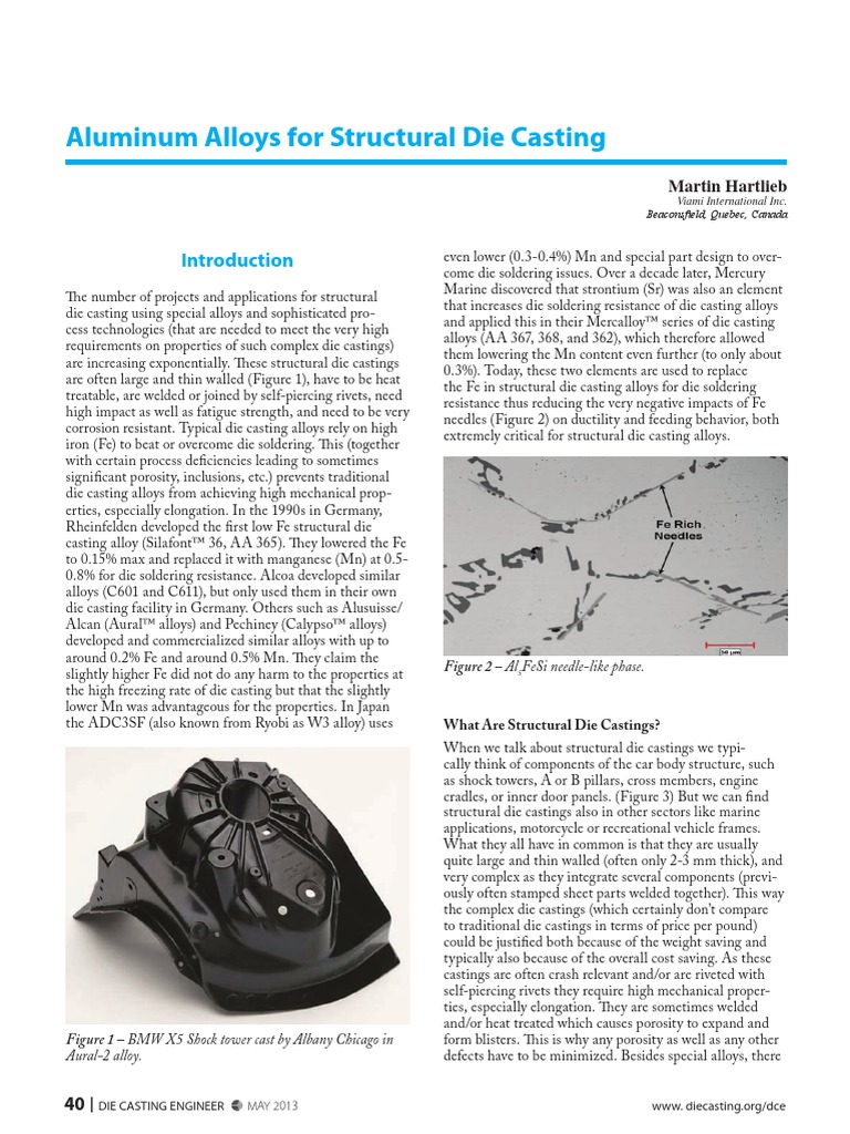 NADCA - Aluminum Alloys For Structural Die Casting | PDF | Casting ...