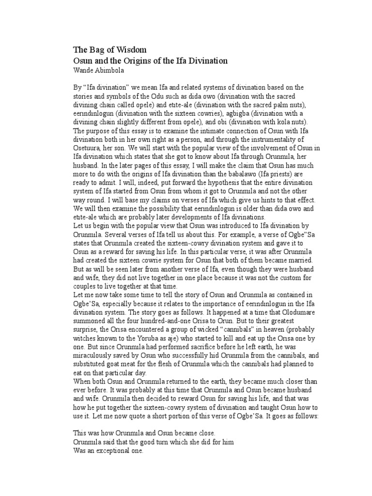 Odu Ifa Orisha Discussion | PDF