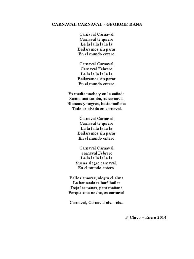 Carnaval Carnaval - Georgie Dann | PDF