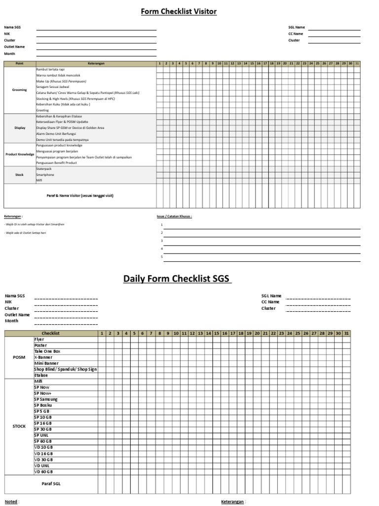 Checklist SGS 1 | PDF