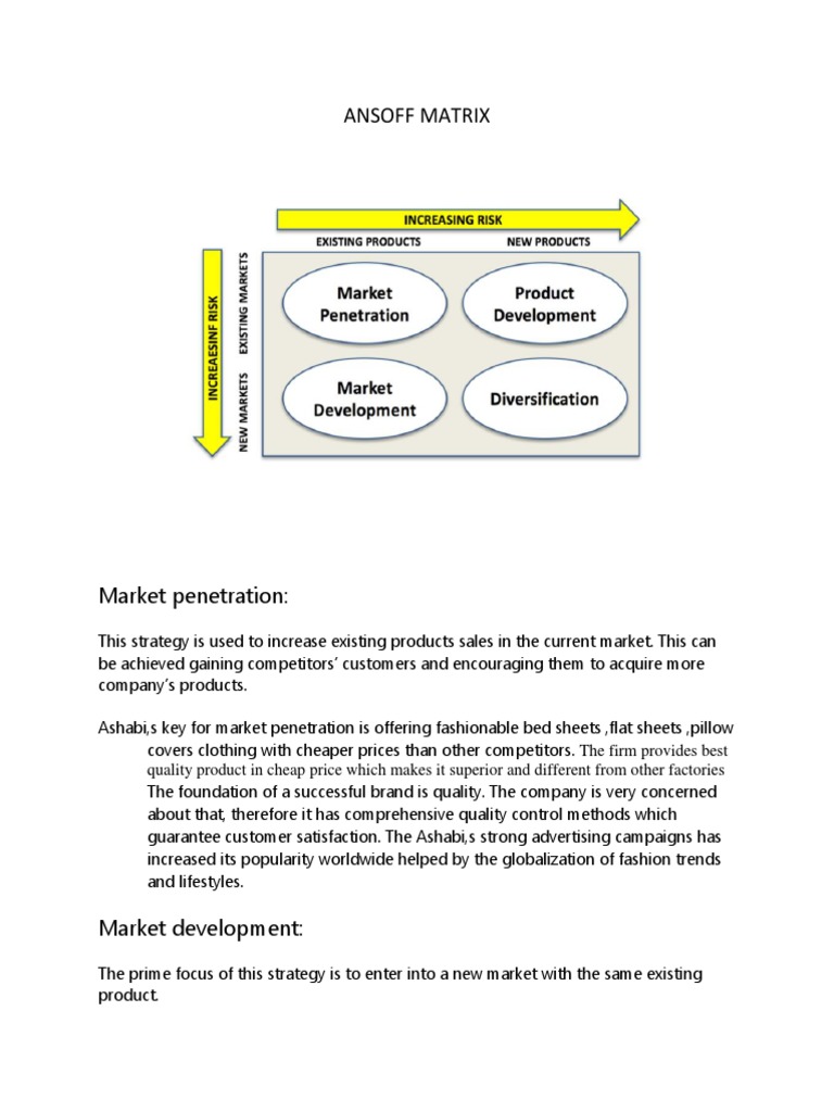 Ansoff Matrix | PDF | Fashion | Market (Economics)