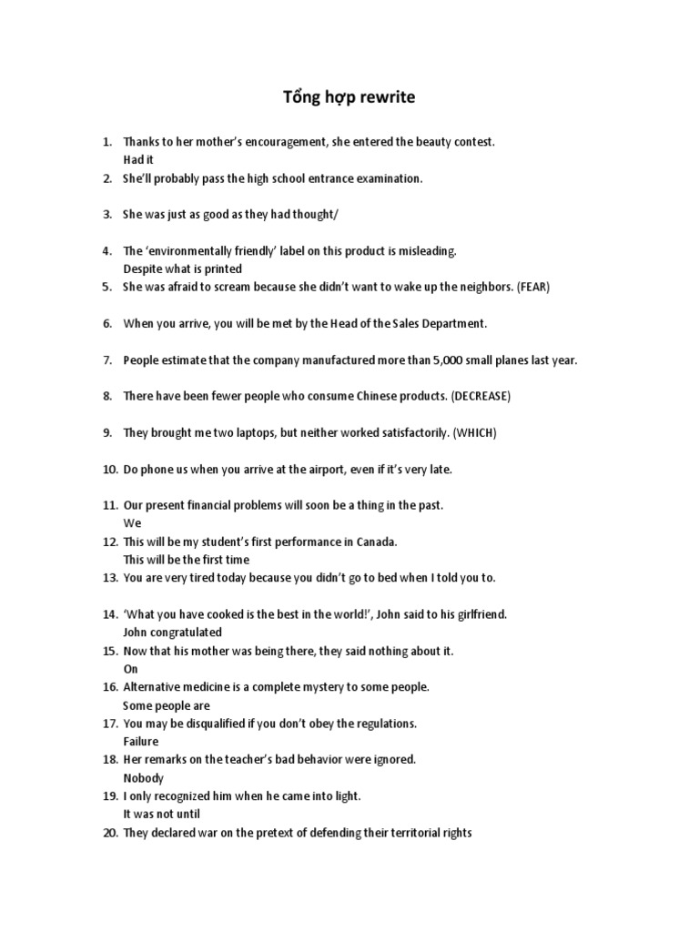 T NG H P Rewrite | PDF