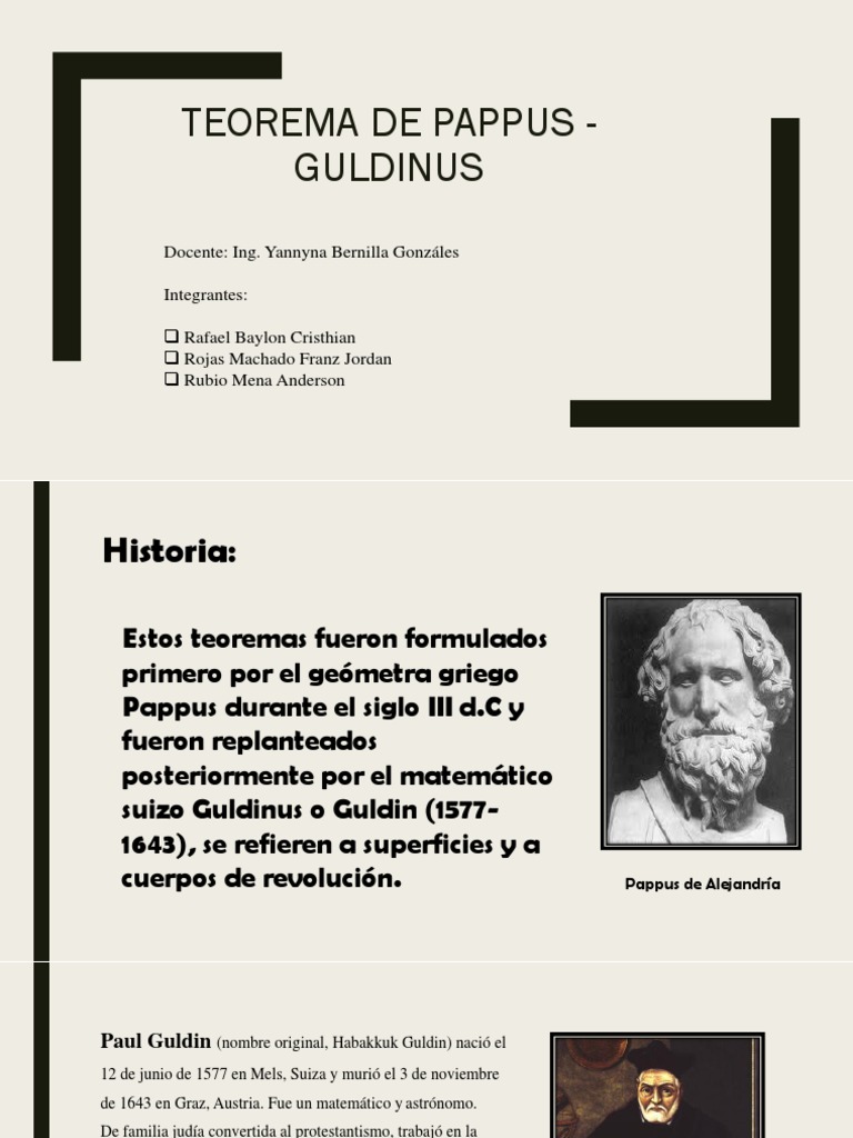 Diapositivas Del Teorema de Pappus-Guldinus | PDF | Centro de masa | Masa