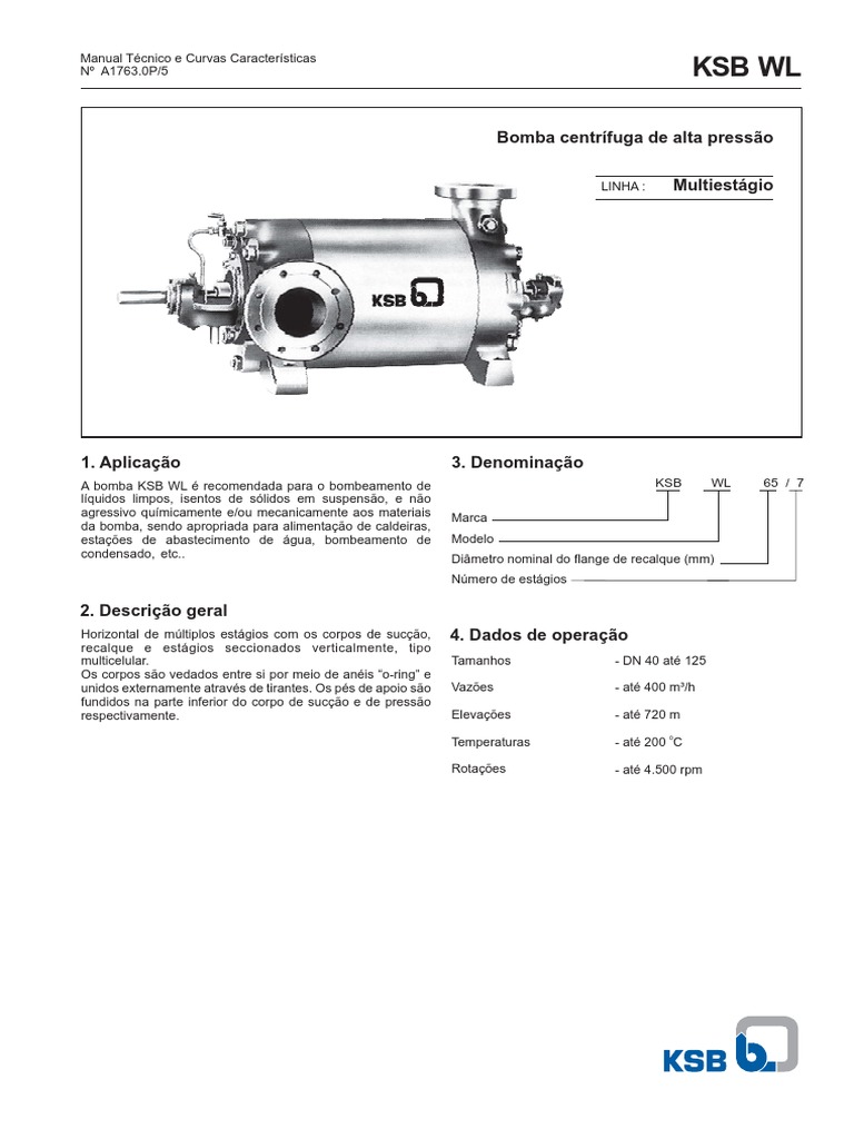 BOMBAS KSB MANUAL TECNICO.pdf | Motores | Quantidades Físicas