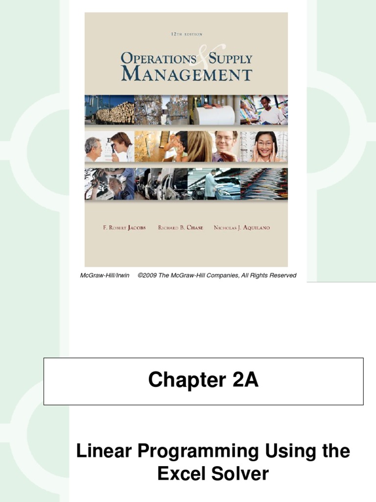 Chap - 2A Linear Programming Using The Excel Solver | PDF | Linear ...