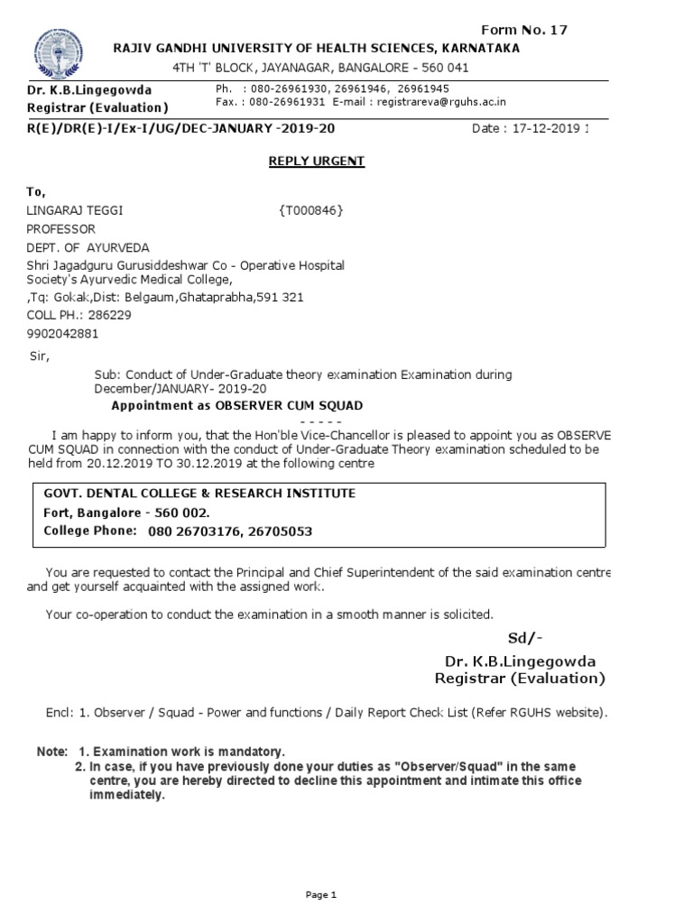List of 2nd Slot Observer For Medical and Dental Theory Examination ...