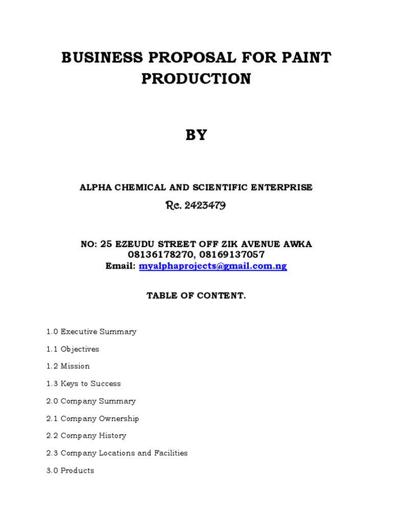 Business Proposal for Paint Production | PDF | Brand | Marketing