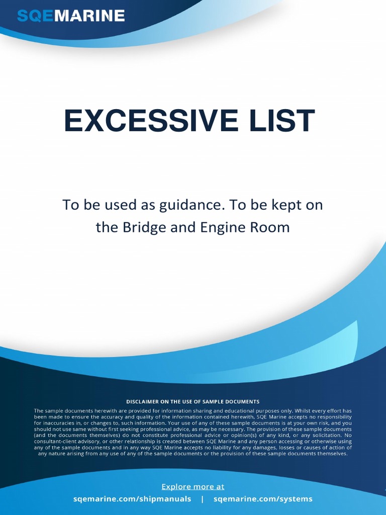 Excessive List Emergency Checklist | PDF | Shipping | Watercraft