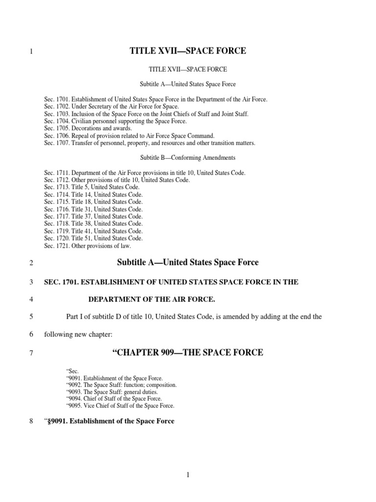 United States Space Force Legislative Proposal | PDF | Joint Chiefs Of ...