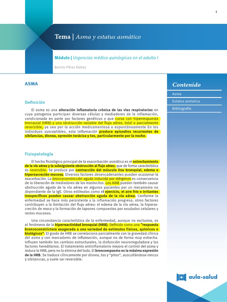 Asma Estatus Asmatico | PDF | Asma | Tos