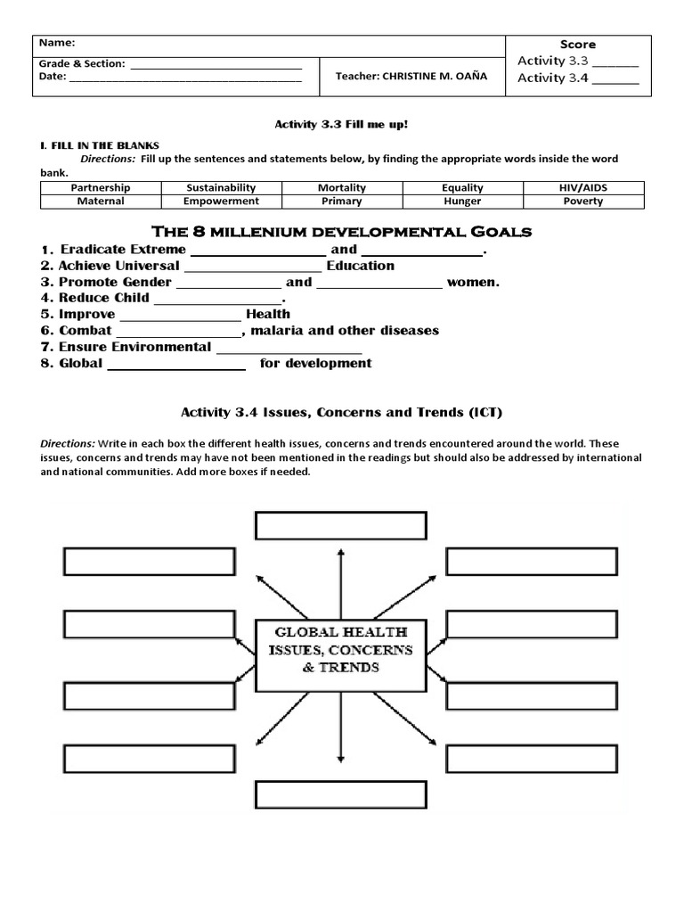 Health Issues and MDG Activities | PDF | Self-Improvement