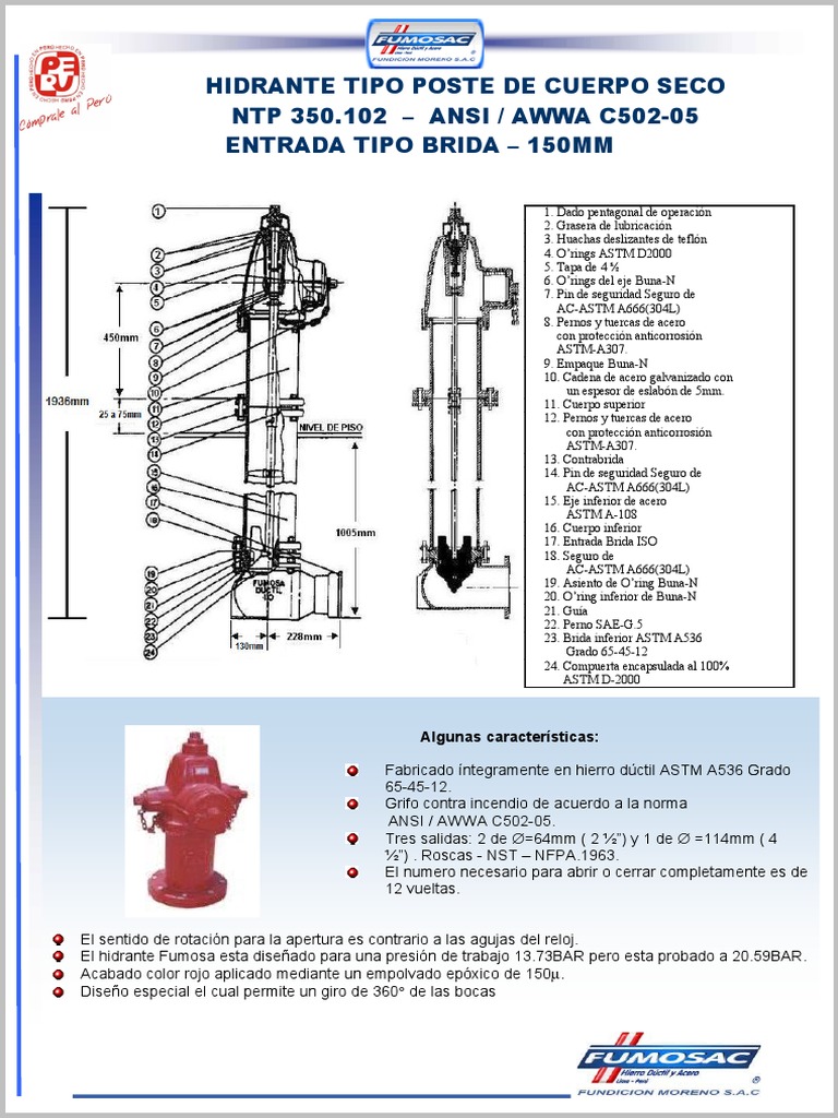 Hidrante Poste Seco ANSI/AWWA C502-05 | PDF | Naturaleza