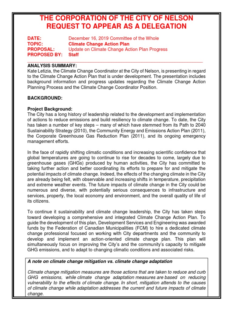 Nelson Climate Change Plan Update | PDF | Climate Change Mitigation ...
