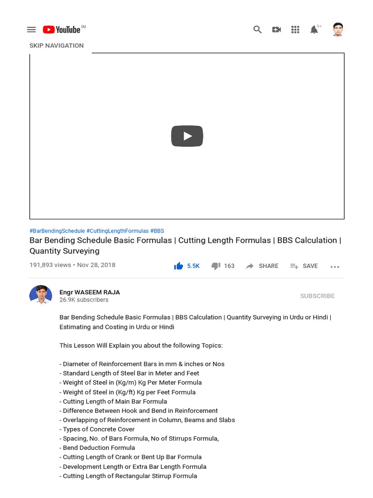 Bar Bending Schedule Basic Formulas - Cutting Length Formulas - BBS ...