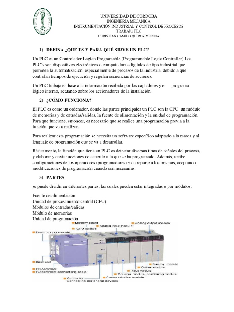 Trabajo PLC | PDF | Controlador lógico programable | Lenguaje de ...
