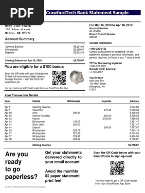 Personal Bank Statement