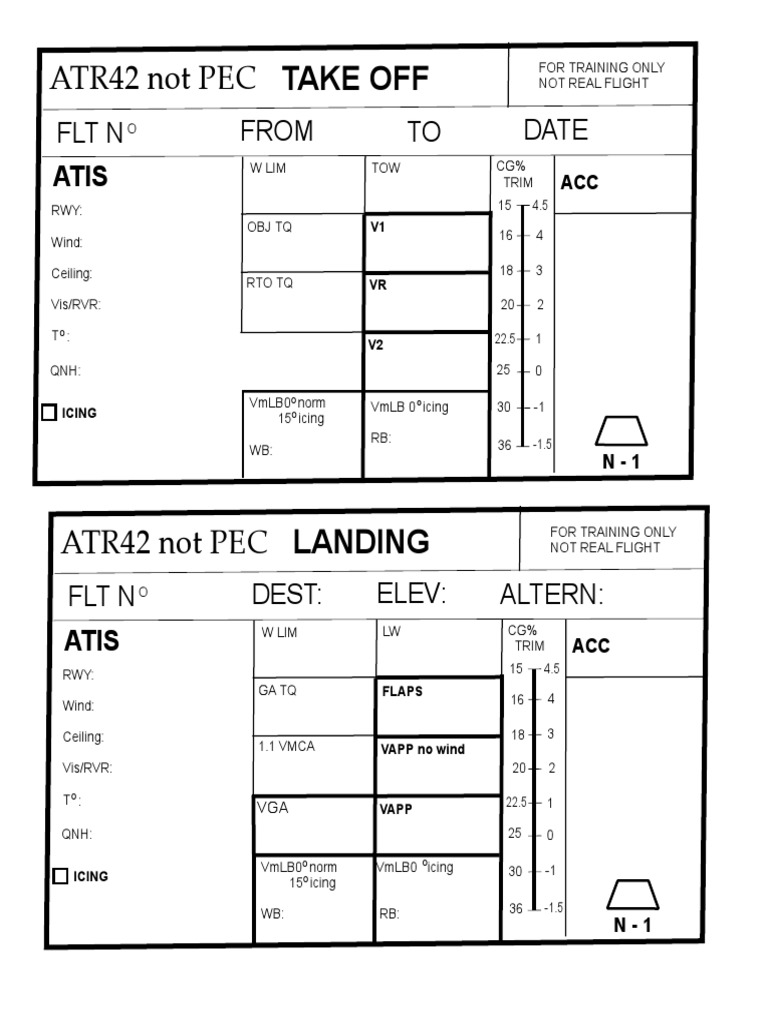 ATR42 Takeoff and Landing Data Card | PDF