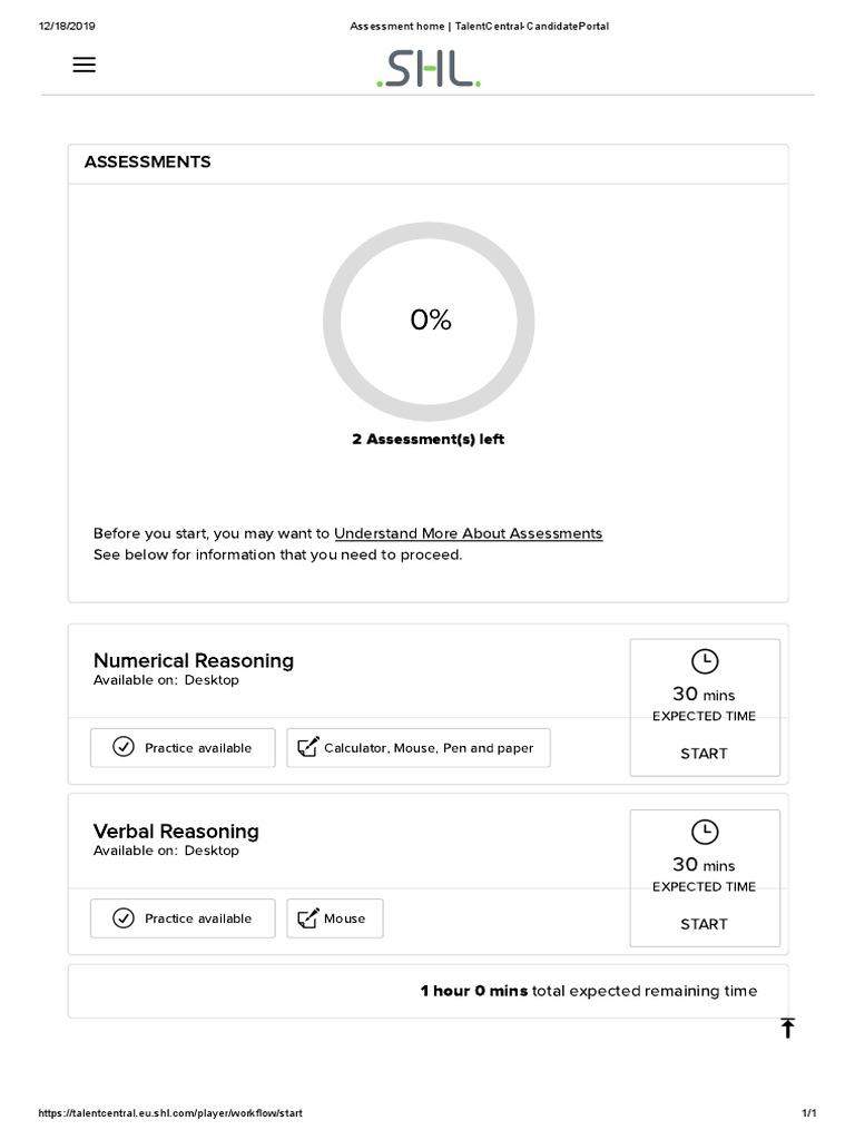 Assessment Home - TalentCentral-CandidatePortal | PDF
