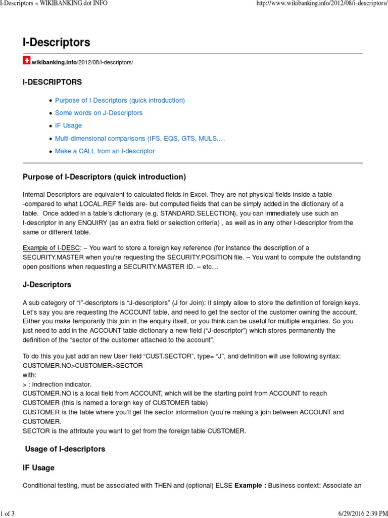 I Descriptors | PDF | Subroutine | Software
