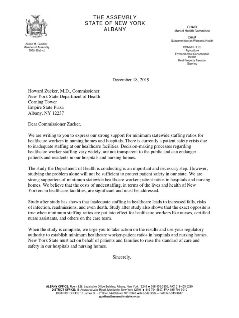 12.18.19 Letter To DOH | PDF | Health Professional | Health Care