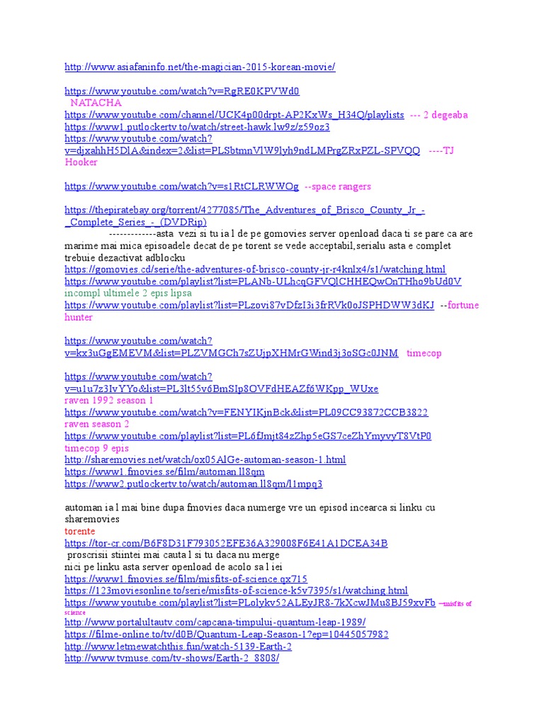 Linkuri Telenovele Seriale Desene | PDF