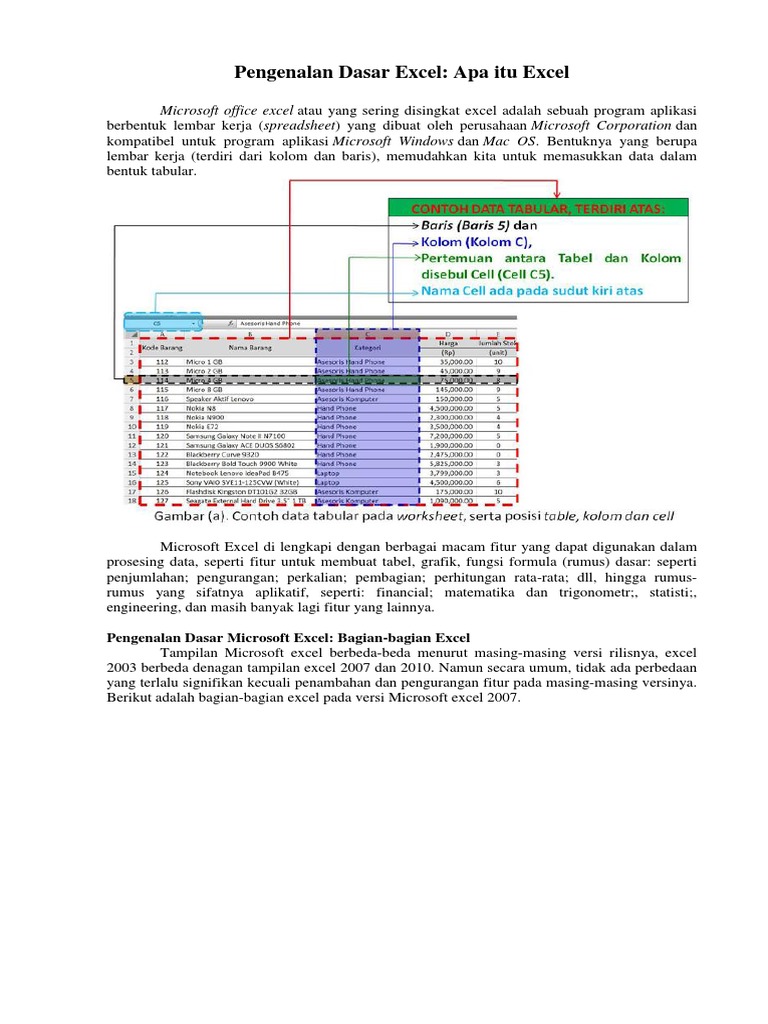 Pengenalan Dasar Microsoft Excel | PDF