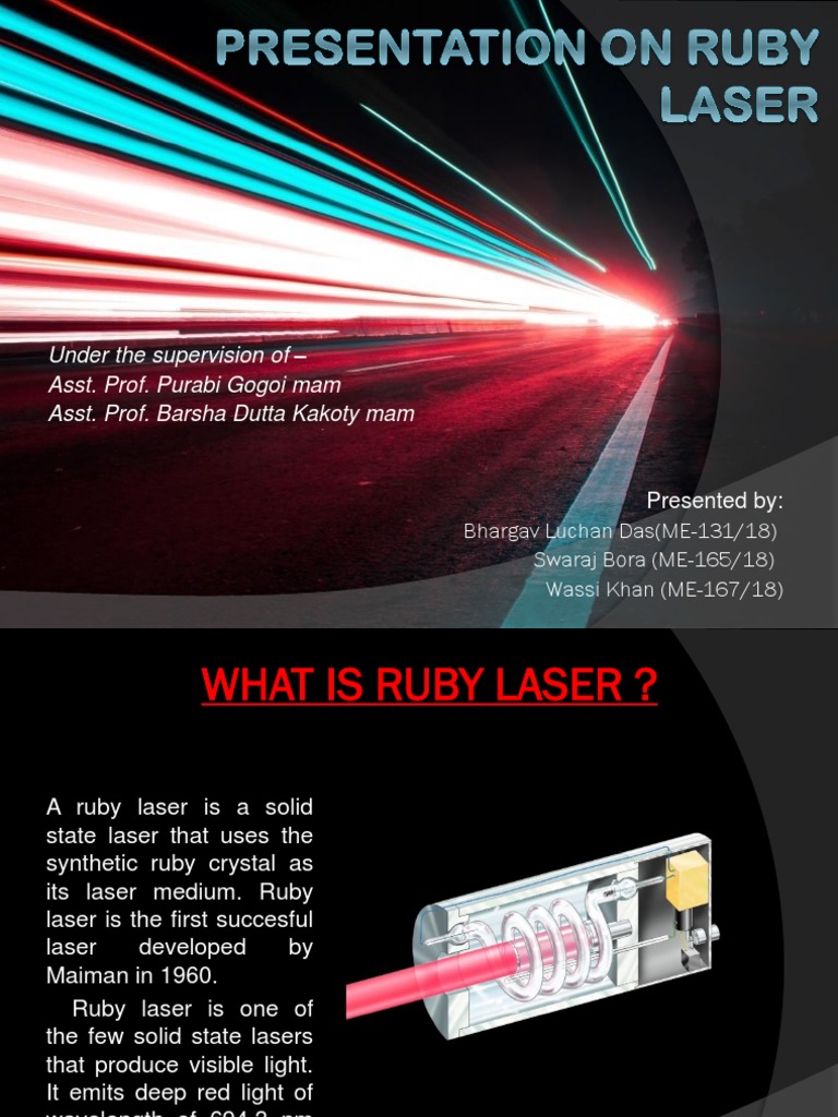 Presentation On Ruby Laser | PDF | Laser | Mirror