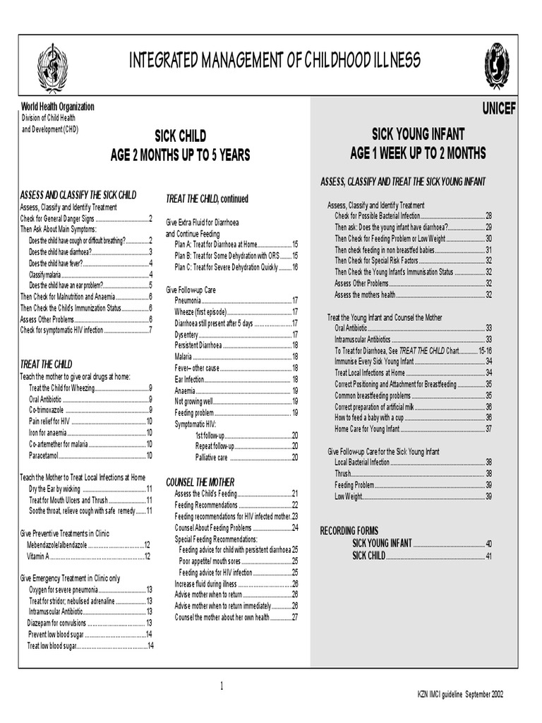 IMCI Chart Booklet PDF | PDF | Diarrhea | Rtt