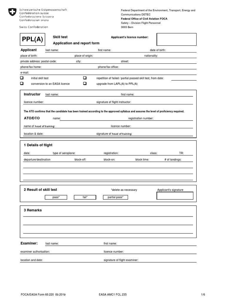 PPL Skill Test EASA | PDF | Flight Instructor | Transport Safety